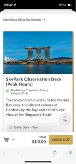 Mbs marina bay sands skypark observation deck tickets for June 2024, Tickets & Vouchers, Local ...