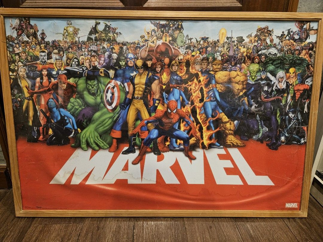 Marvel Poster in Wooded Frame, Furniture & Home Living, Home Decor ...
