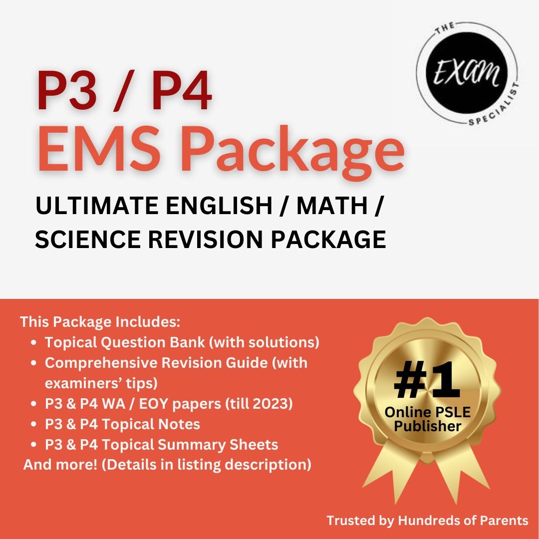 P3 P4 EMS 2024 Bundle Package (English Math Science | P3 P4 | PSLE ...