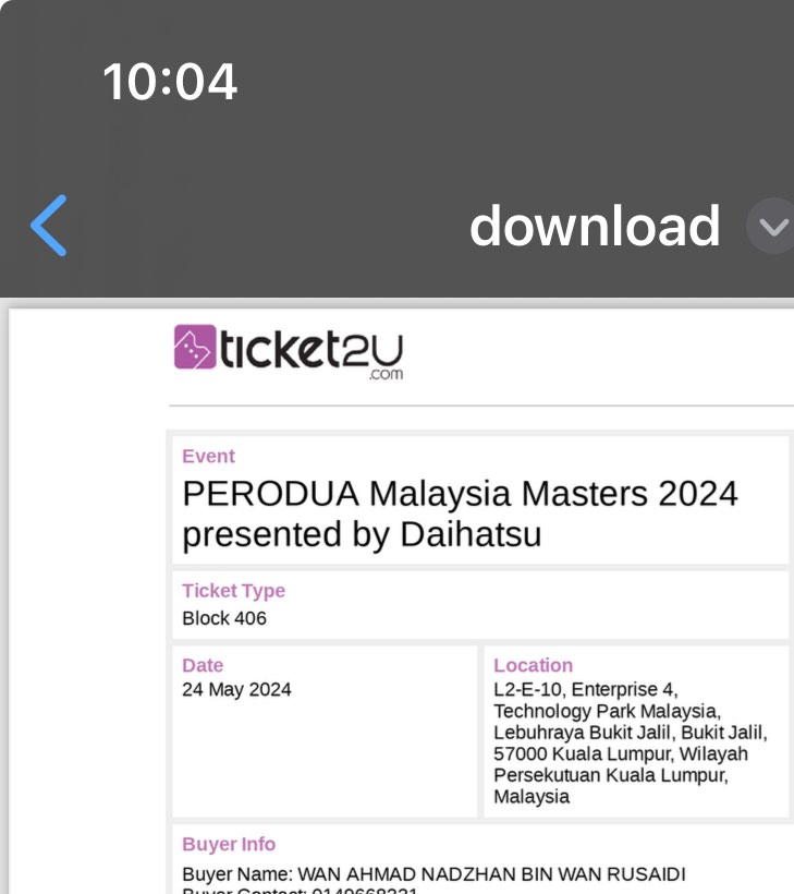 Perodua malaysia master 2024 badminton ticket, Tickets & Vouchers, Event Tickets on Carousell