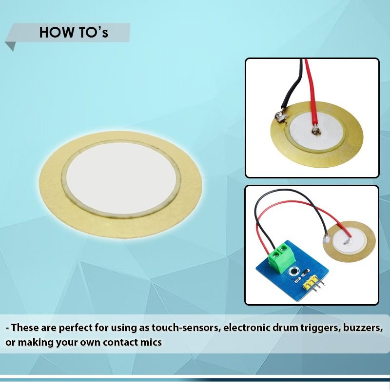 PIEZO ELEMENTS BUZZER SOUNDER SENSOR TRIGGER DRUM DISC COPPER, 1-PC per ...