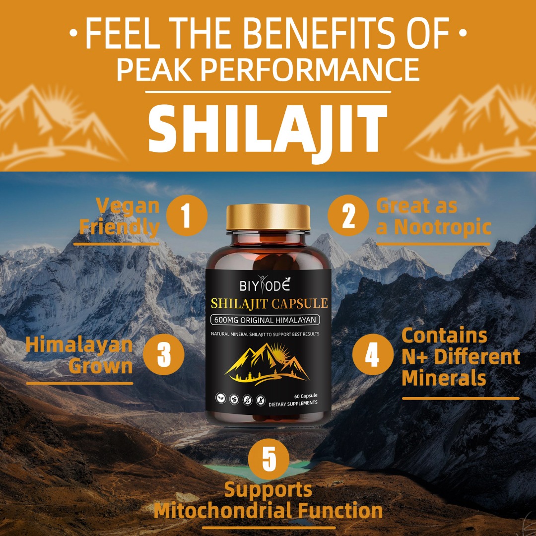 Pure Shilajit Veg Capsules, 60pcs/Box Shilajit Supplement with Fulvic ...