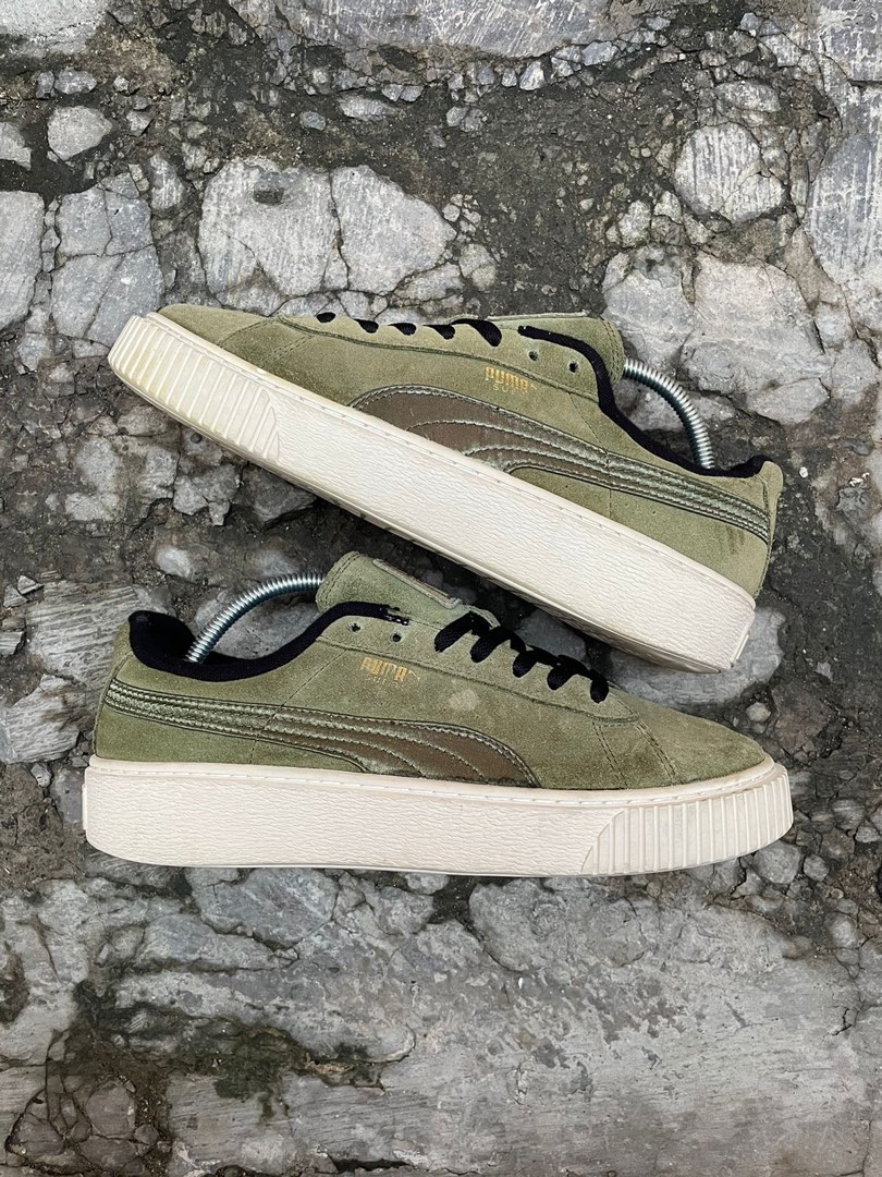 Sepatu puma suede warna green olive size 44 original, Fesyen Pria ...