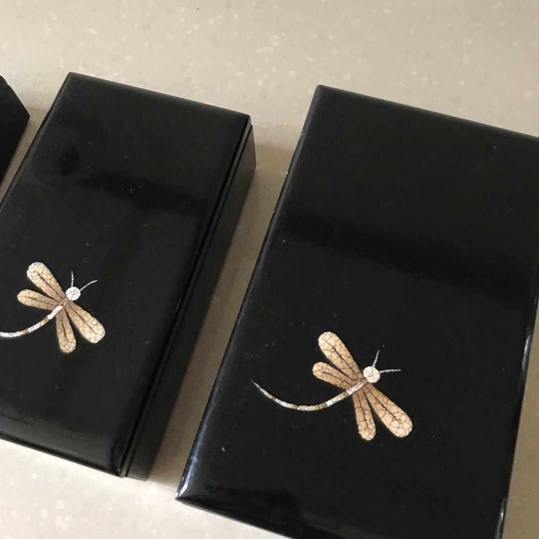 Set of 3 Vietnam Dragonfly Lacquer Boxes, Furniture & Home Living, Home ...