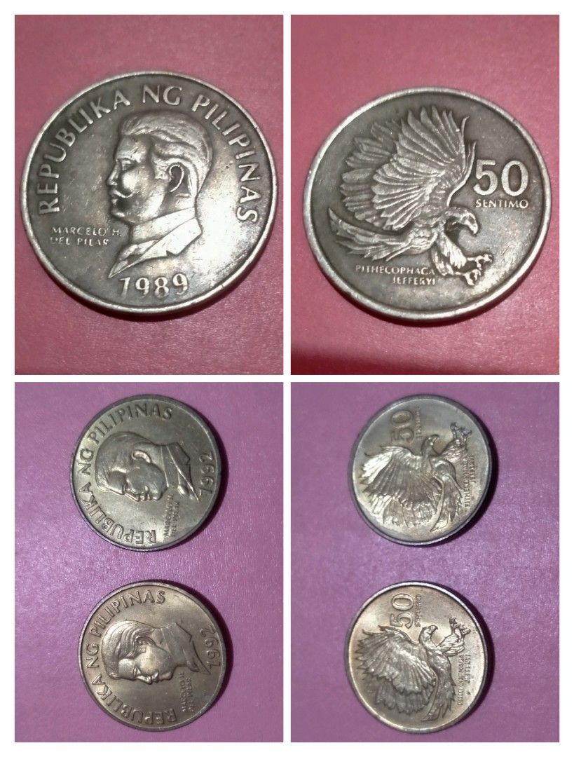 (1989-1990) [TAKE ALL x3] Marcelo H. Del Pilar 50 Sentimo Philippine Coin Collectible Republika ...