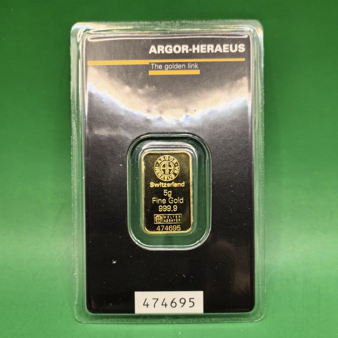 Argor Heraeus 5g 999.9 Gold Bar with Cert (1 pc), Hobbies & Toys ...