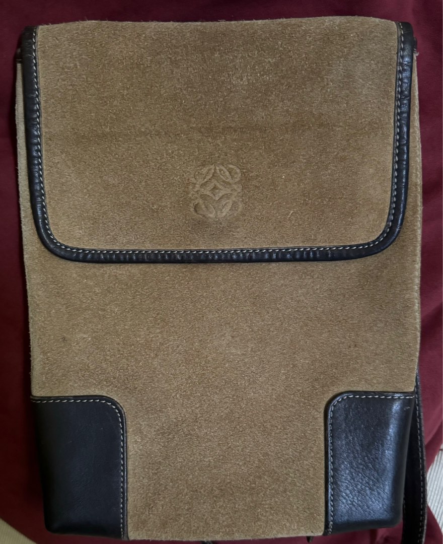 Authentic Loewe Suede Crossbody Bag Beige Dark brown, Luxury, Bags ...