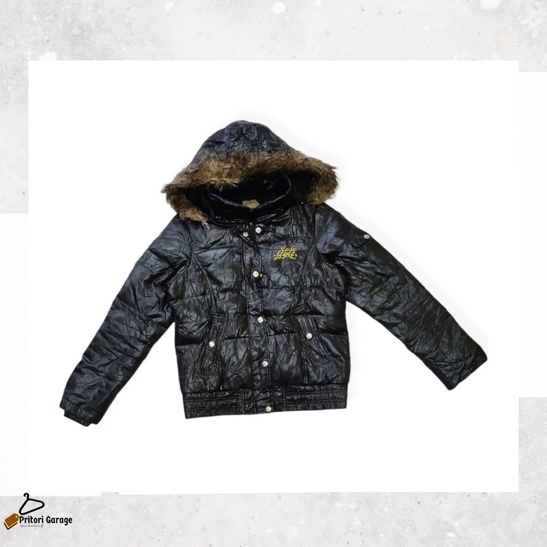 Baseball Bomber Puffer Jacket Box Cut Baleno Lady Style Black Color ...