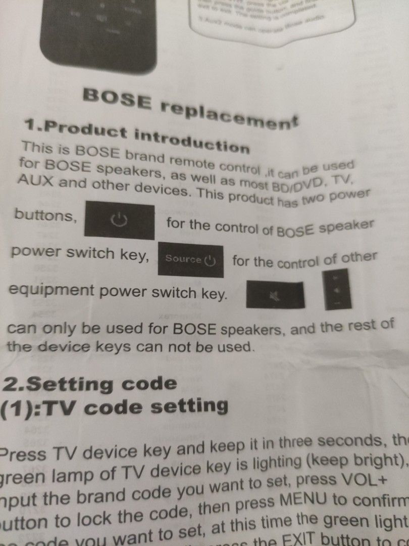 Bose AV (Cinemate & Soundtouch) Media Player/Soundbar300/500/700 Remote ...