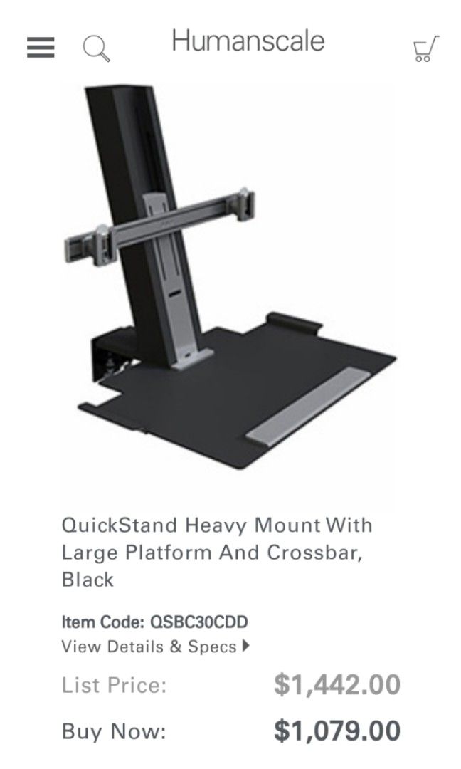 Humanscale Quickstand portable standing desk convert, height adjustable ...