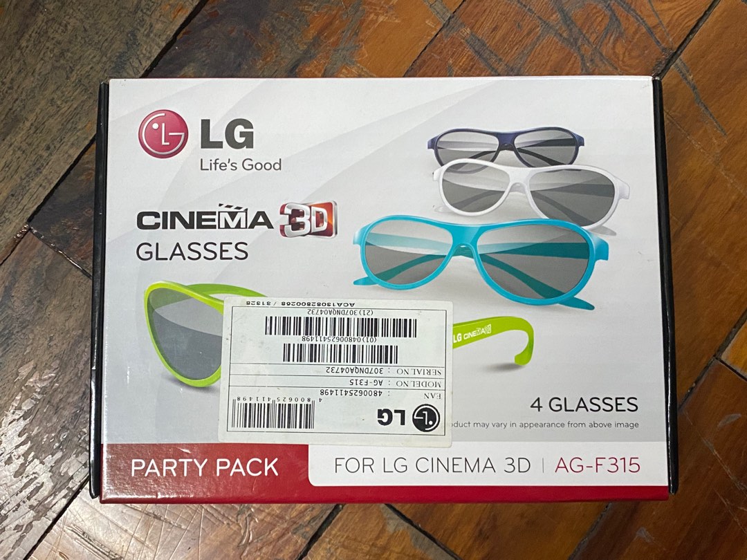 LG Cinema 3D Glasses Party Pack For LG Cinema TV 3D AG-F315 4 Pair Pack ...