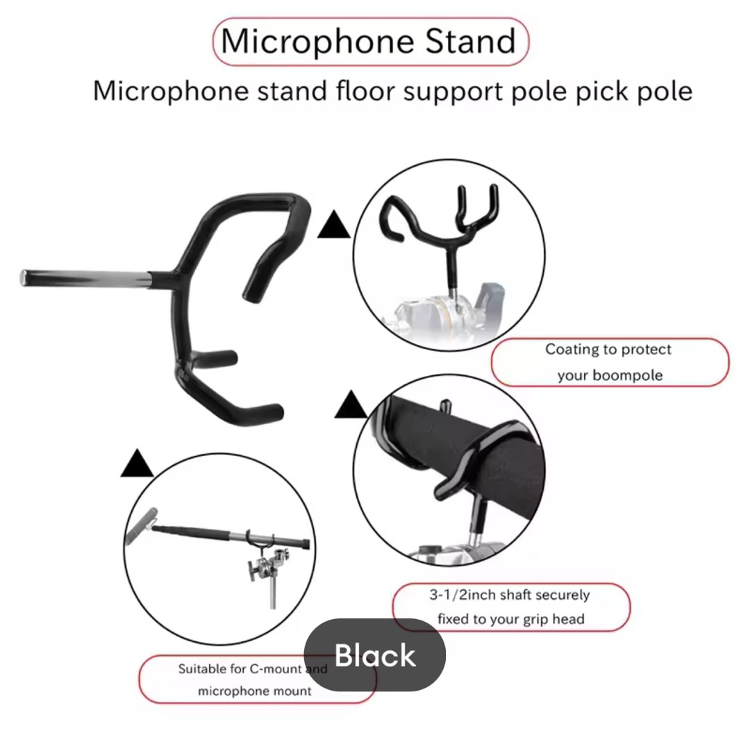 Metal Microphone Boompole Support Pole Mic Holder for C-Stand Mic Stand ...