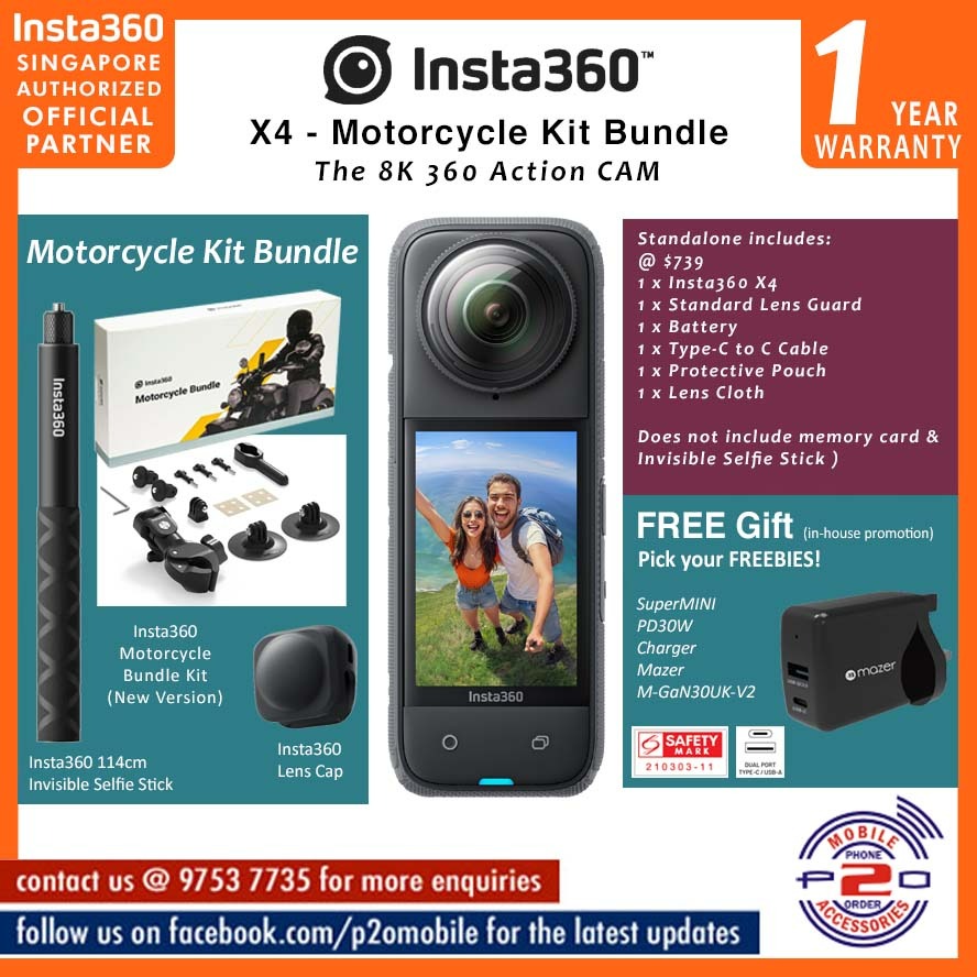 [Motorcycle Kit Bundle] Insta360 X4 8K30fps 360 Action Camera ...