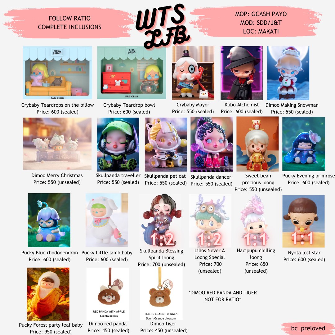 Popmart crybaby hirono dimoo skullpanda pucky mixed SET sonny angels ...