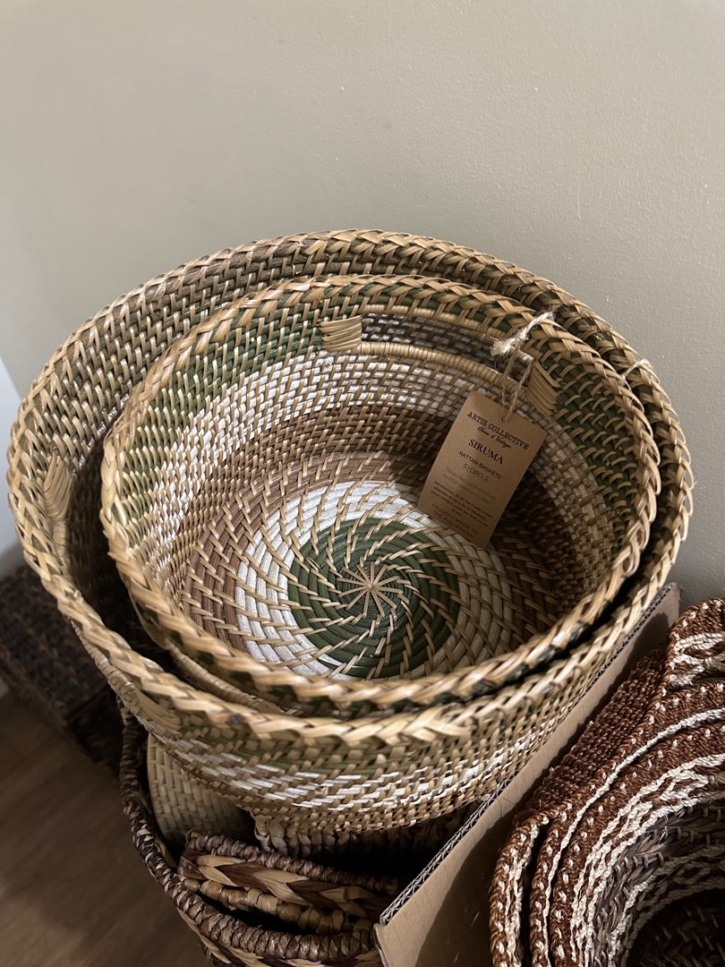 Rattan Round Native Baskets, Furniture & Home Living, Home Improvement ...