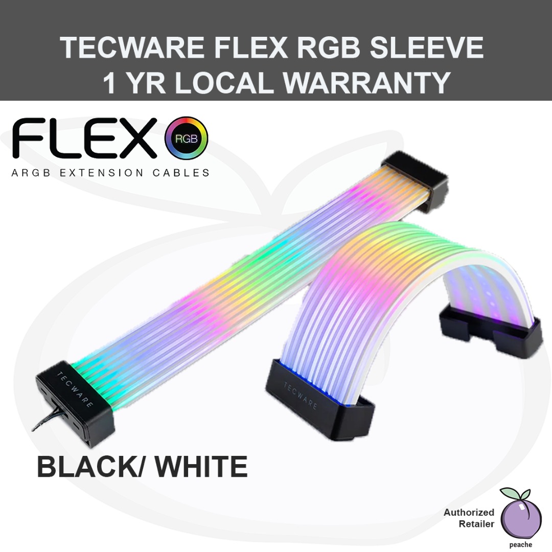 Tecware FLEX RGB ARGB PSU Sleeved Extension Cables (Black / White) 24pin + GPU, Computers & Tech ...