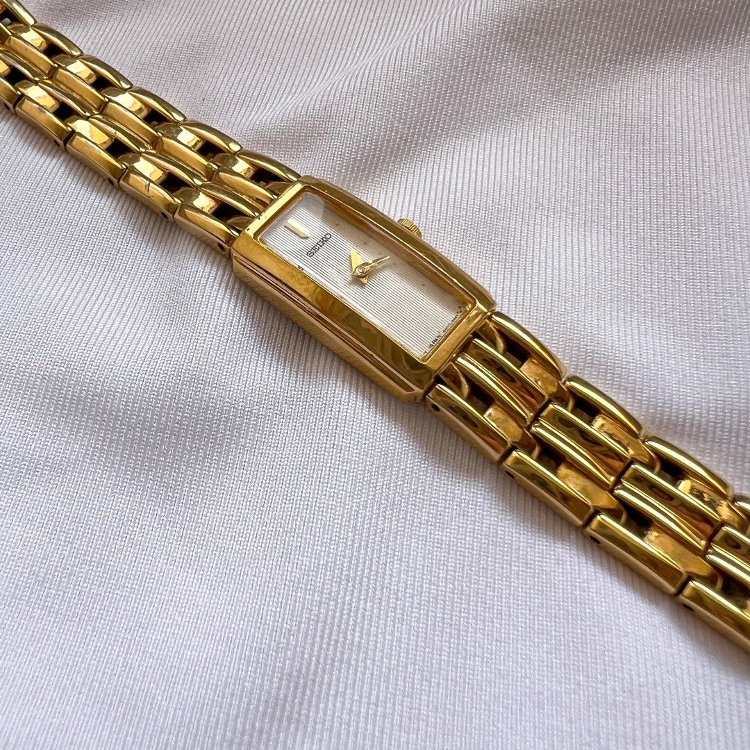 [INVENTORY SALE] Vintage 90s Ladies Seiko in Rectangle White Dial Gold ...