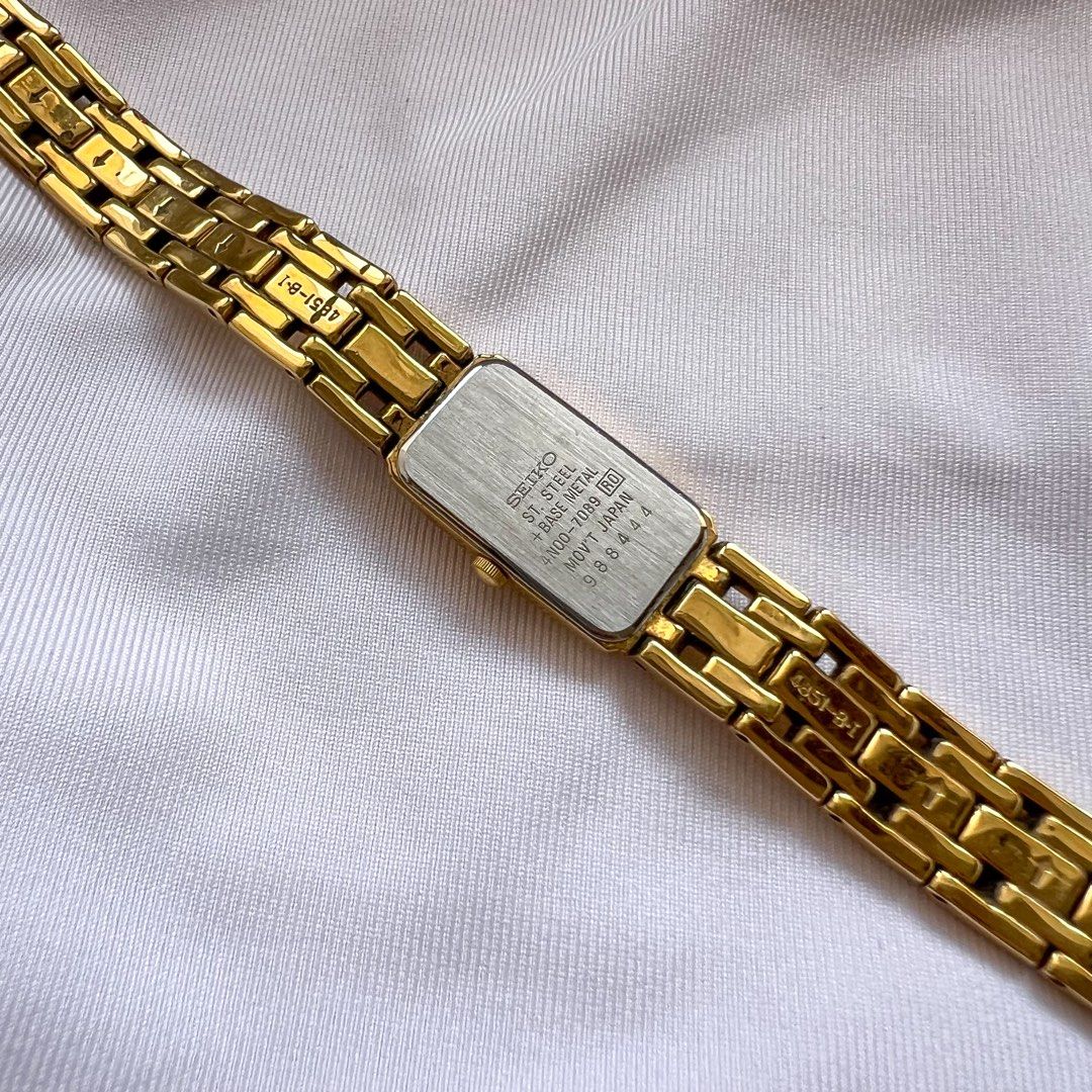 [INVENTORY SALE] Vintage 90s Ladies Seiko in Rectangle White Dial Gold ...