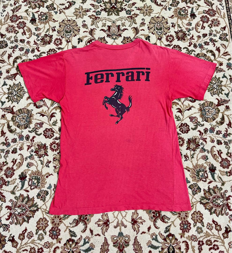 Vintage Distressed Ferrari Logo Backhit Single Stitch Tshirt, Men's ...