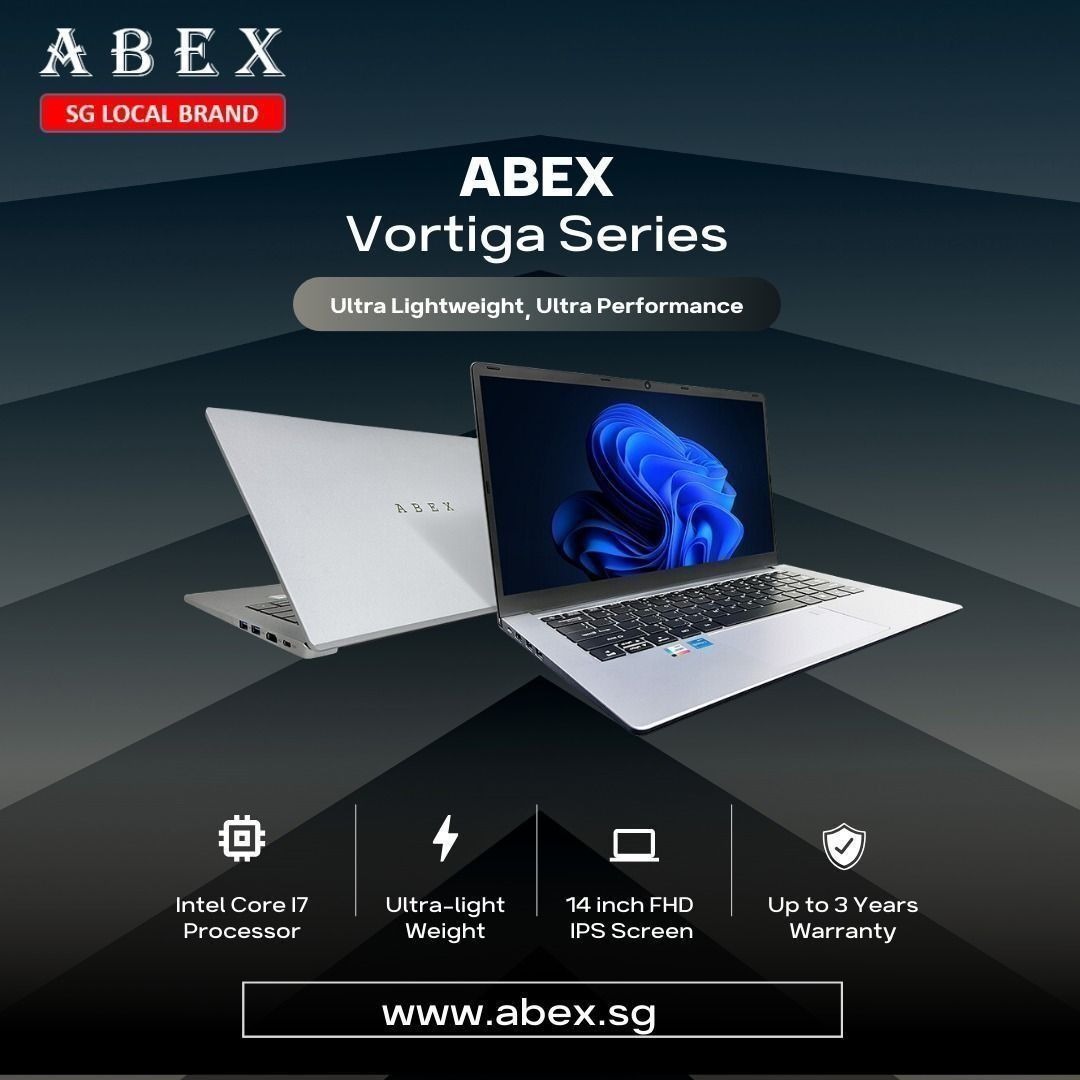 ABEX VORTIGA EX308 / i7-1165G7 / Ultra Portable 14" FHD Laptop / 32GB RAM / 1TB SSD / SG Local ...