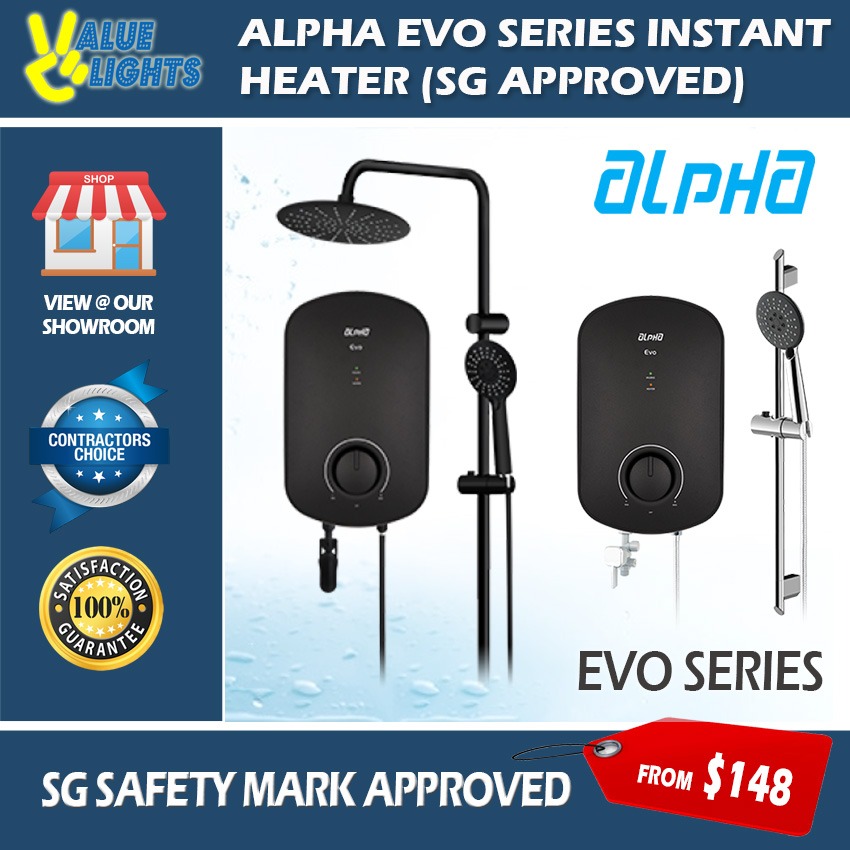 Alpha Evo Series Instant Water Heater EVO / EVO-RS / EVO-DC Rain Shower ...