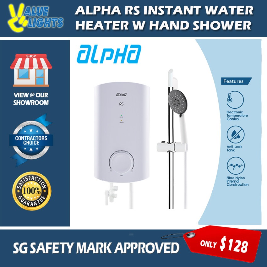 Alpha RS Instant Water Heater / Shower Heater (Non Pump) White, TV ...