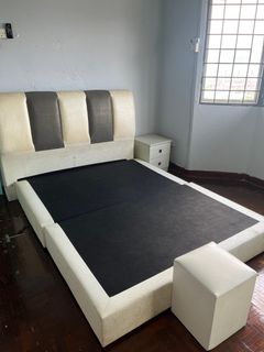 King bedframe with PVC headboard 7ft x 6ft, Furniture & Home Living ...