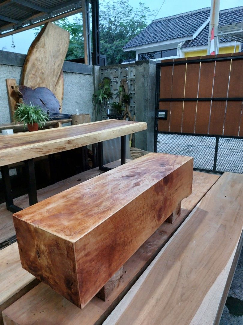 Bench bangku balok kayu, Perabotan Rumah di Carousell