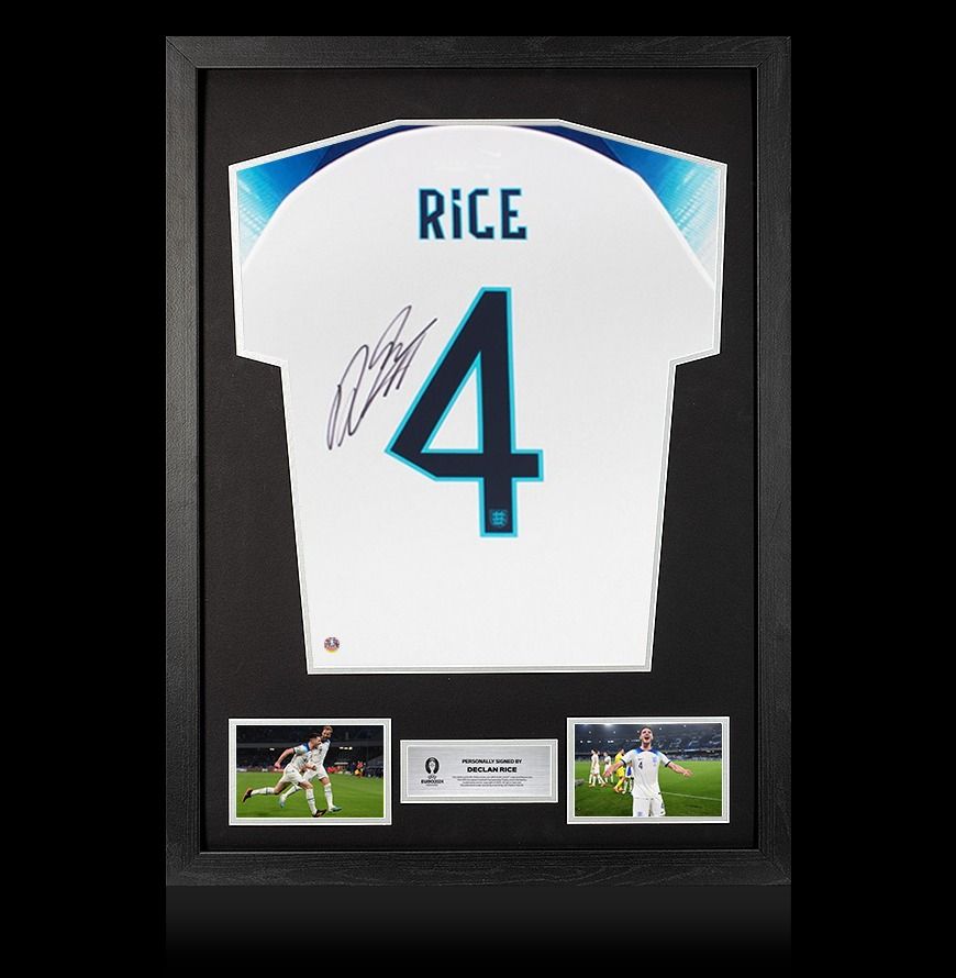 Declan Rice Official UEFA EURO 2024 Back Signed and Framed England 2022 ...