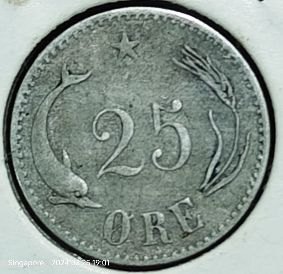 Denmark Silver 1874 25 Ore Coin Christian IX Currency VF, Hobbies ...
