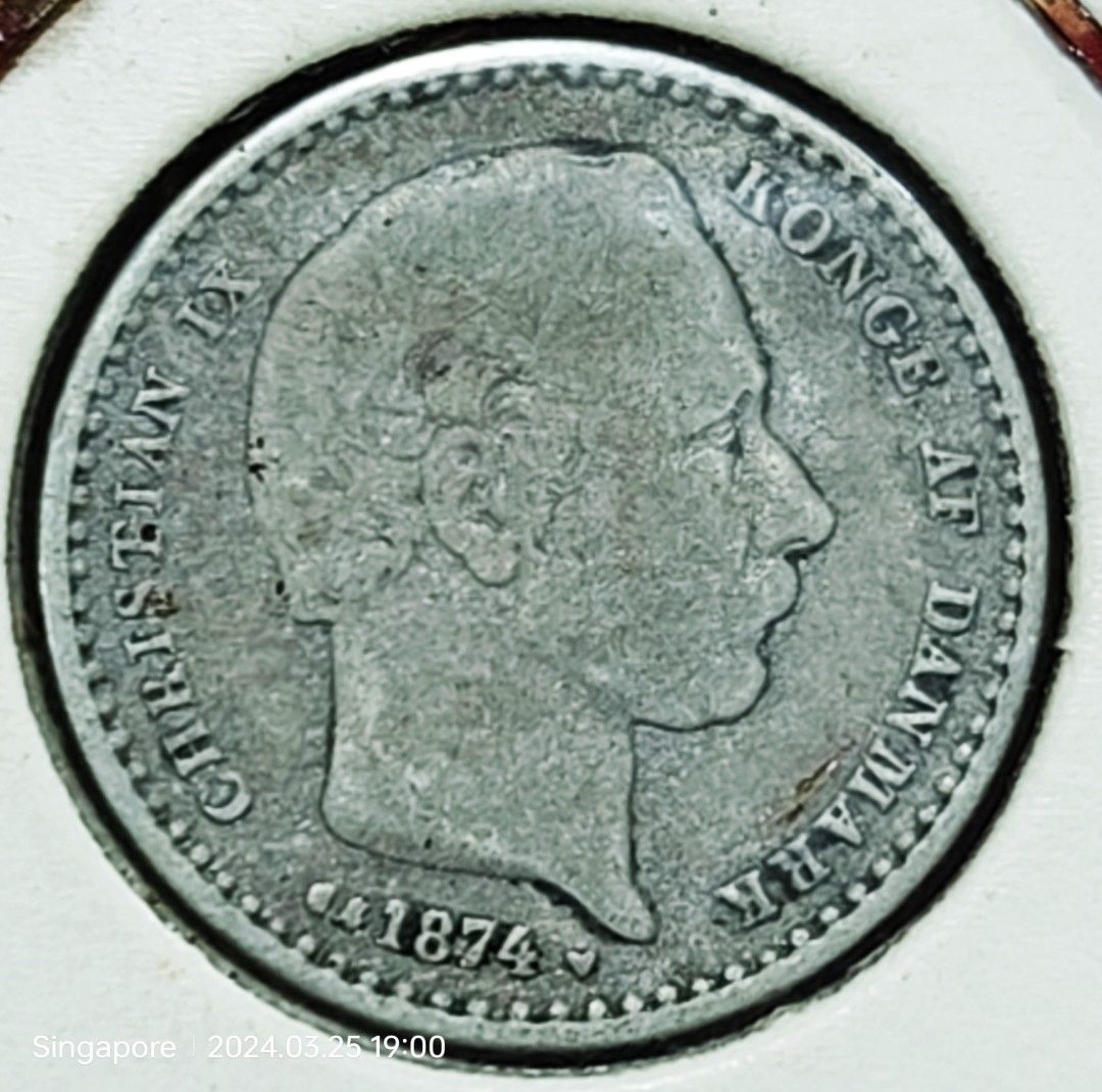 Denmark Silver 1874 25 Ore Coin Christian IX Currency VF, Hobbies ...