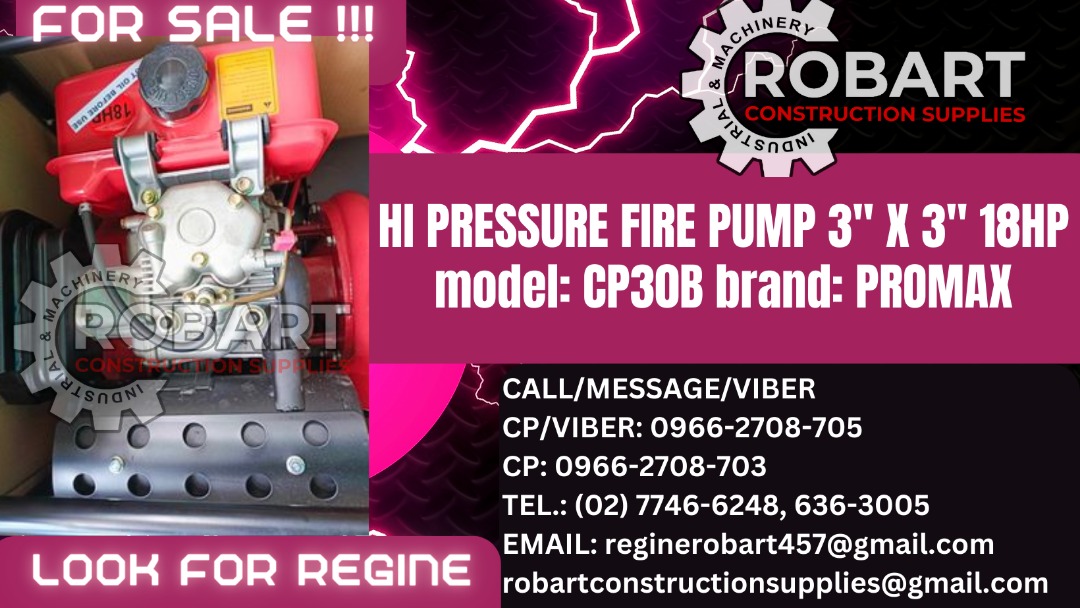 HI PRESSURE FIRE PUMP 3'' X 3'' 18HP model: CP30B brand: PROMAX ...