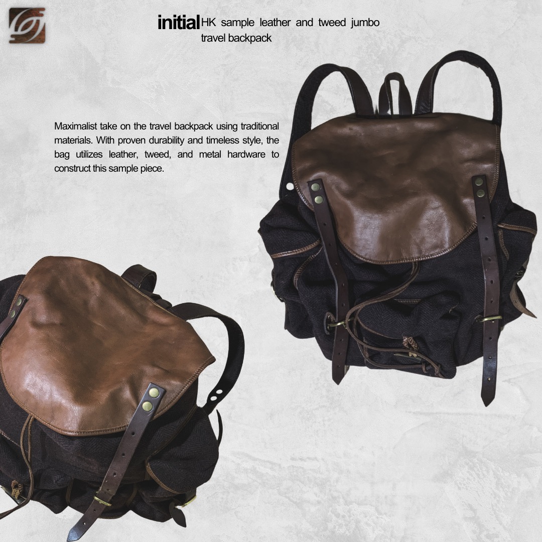 Initial HK Sample Leather and Tweed Jumbo Travel Backpack, Men's ...