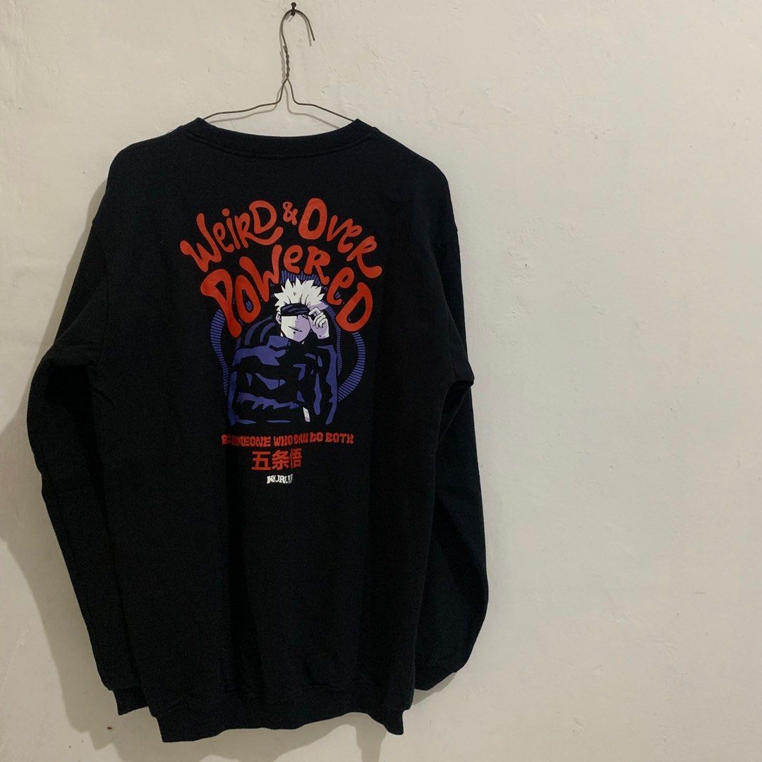 KURUU Satoru Gojo Weird & Over Powered Black Anime Sweater Hitam ...