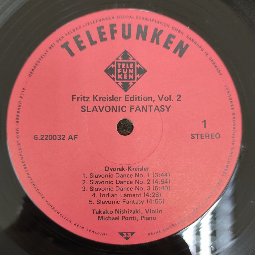 LP Vinyl 黑膠 Fritz Kreisler - Takako Nishizaki/Michael Ponti, Hobbies & Toys, Music & Media ...