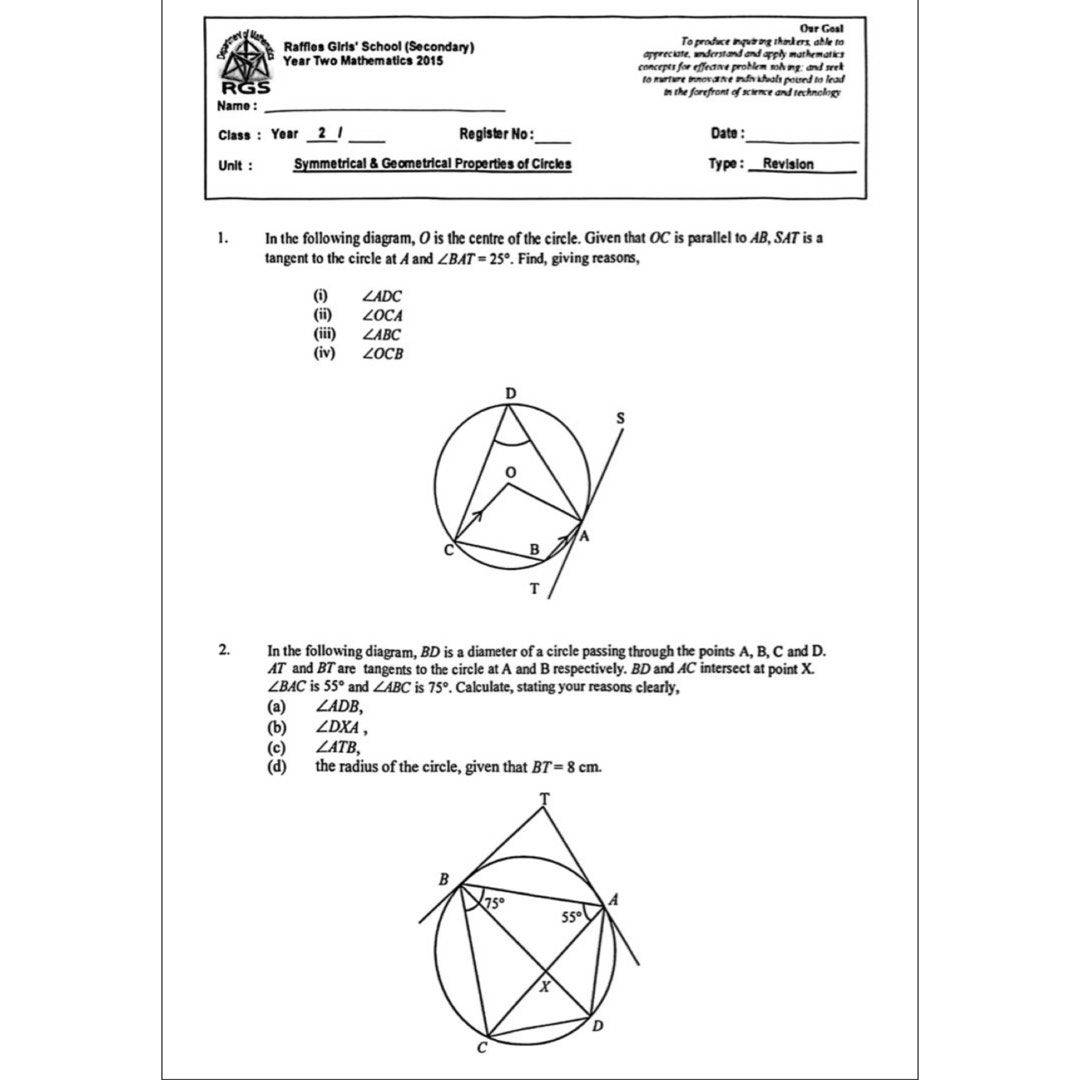 MATH | TOP RAFFLES STUDENT Lower Secondary/Sec 1 & 2 MATH PACKAGE ...