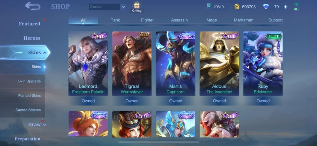 Mobile legends account Current rank Mythical Honor Previous Rank ...