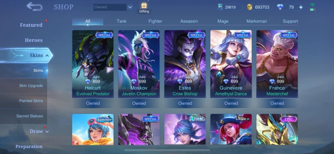 Mobile legends account Current rank Mythical Honor Previous Rank ...