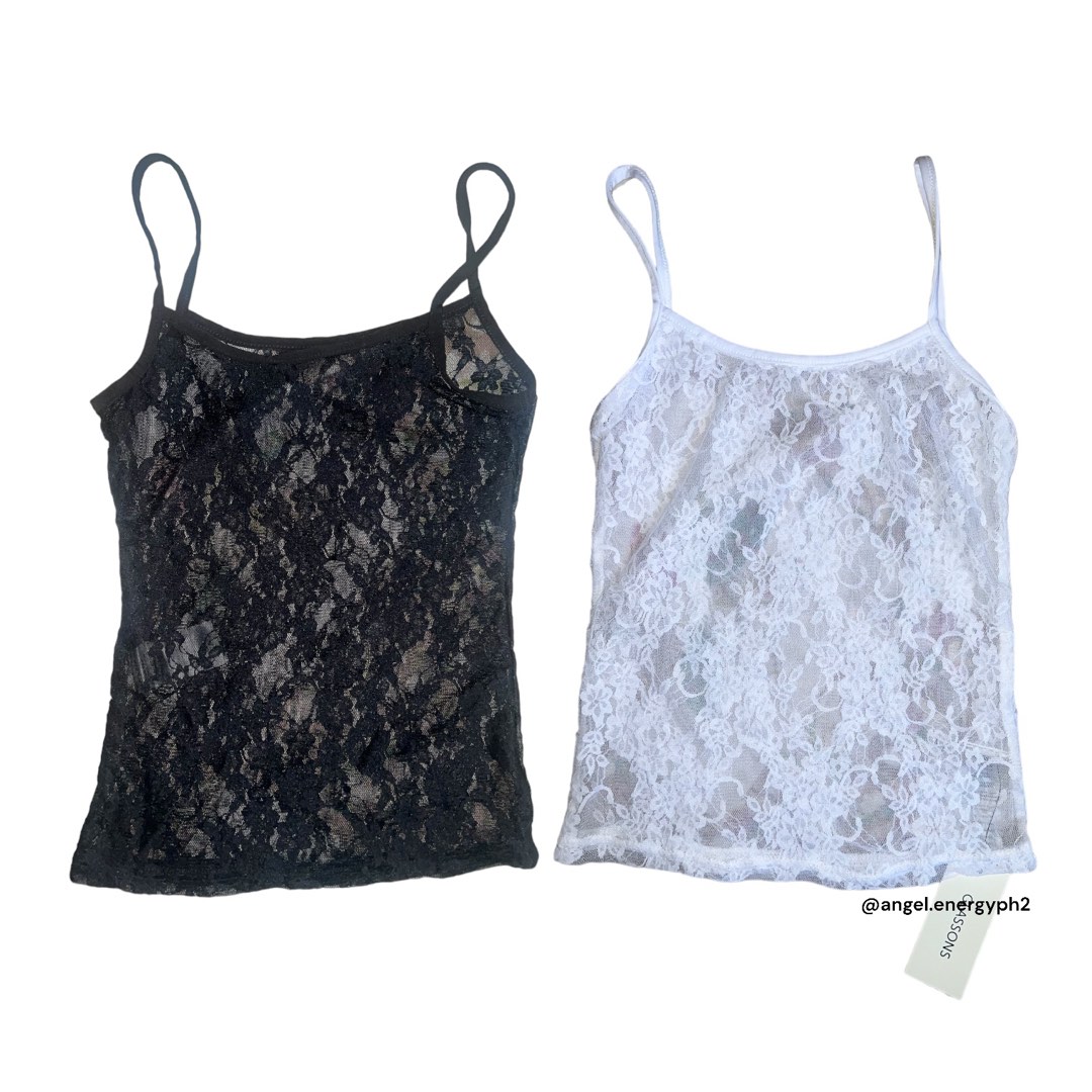 ‼️ONHAND‼️ Glassons ~ Sheer Lace tank top white and black, Women's ...