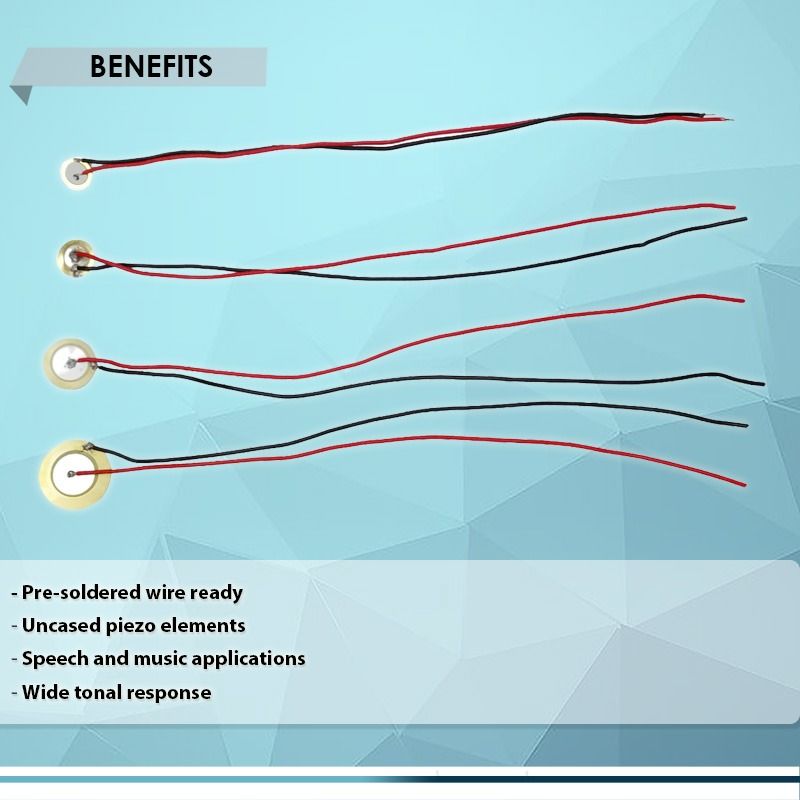 PIEZO ELEMENTS BUZZER SOUNDER SENSOR TRIGGER DRUM DISC COPPER with WIRE ...