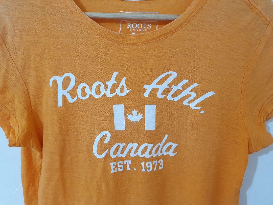 Roots 女 棉質 短袖T恤 棉T 亮橘S 歐美版, 她的時尚, 休閒運動服飾在旋轉拍賣