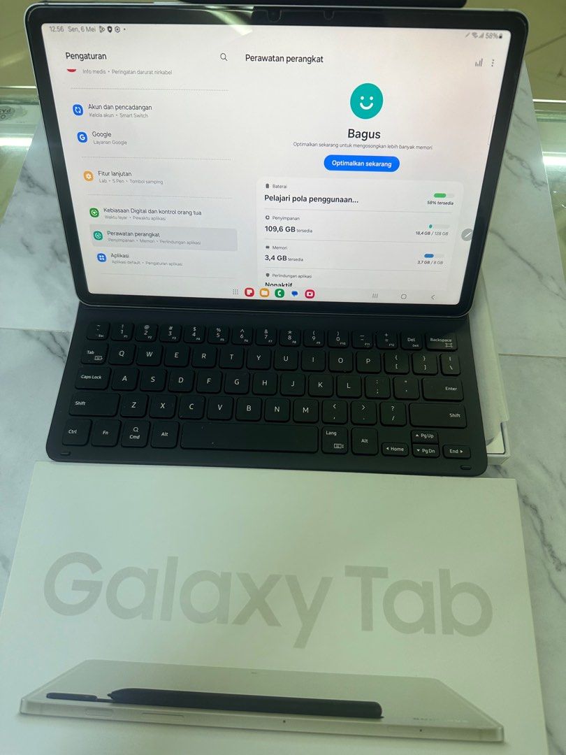 Tab S8 5G cel 8/128 +pensil &keyboard ory, Telepon Seluler & Tablet, Tablet di Carousell
