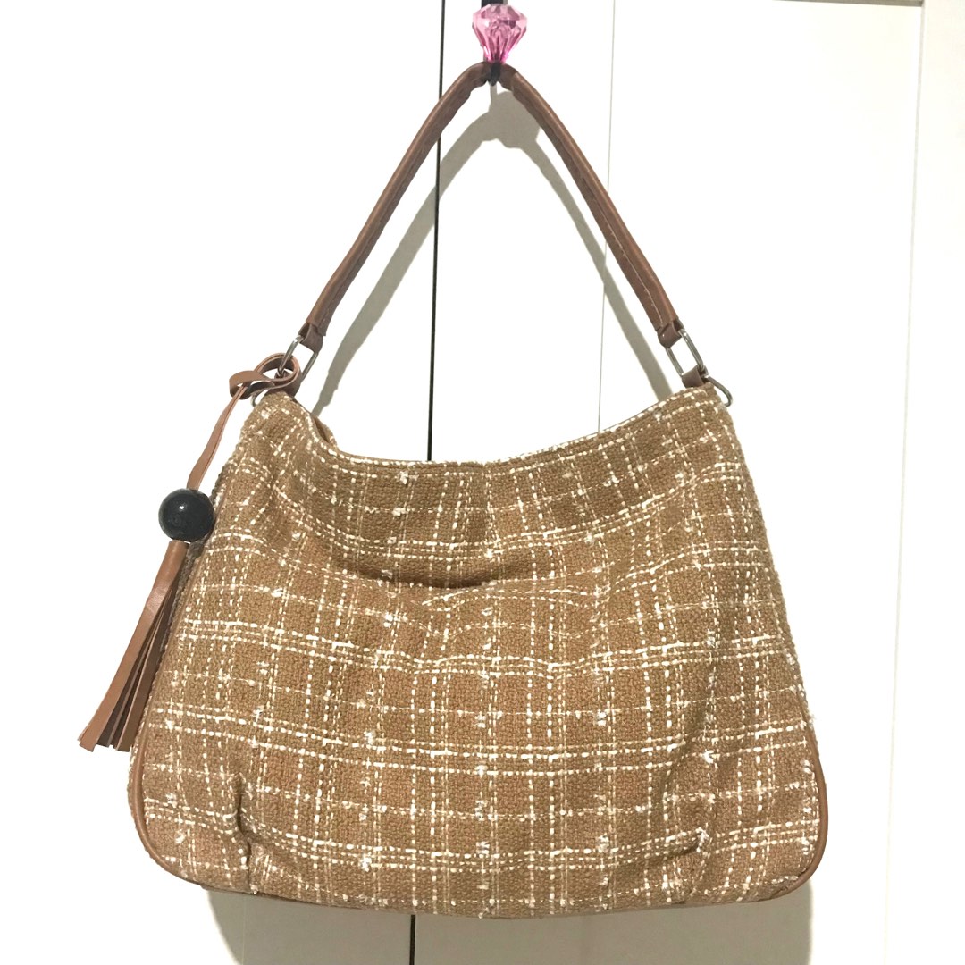 Tas Tweed Hobo Bag Warna Coksu (baca diskripsi), Fesyen Wanita, Tas ...