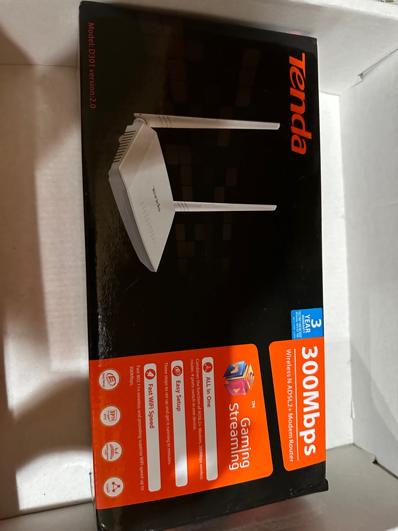 Tenda D301 v2 Wireless N300 Wi-Fi ADSL2+ Modem WiFi Streamyx Router ...