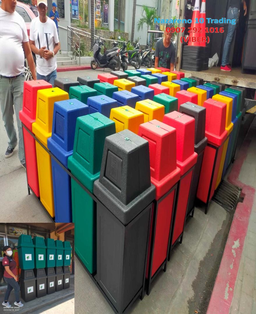 Trash bin segregation Hooded bin 4, Furniture & Home Living, Cleaning ...