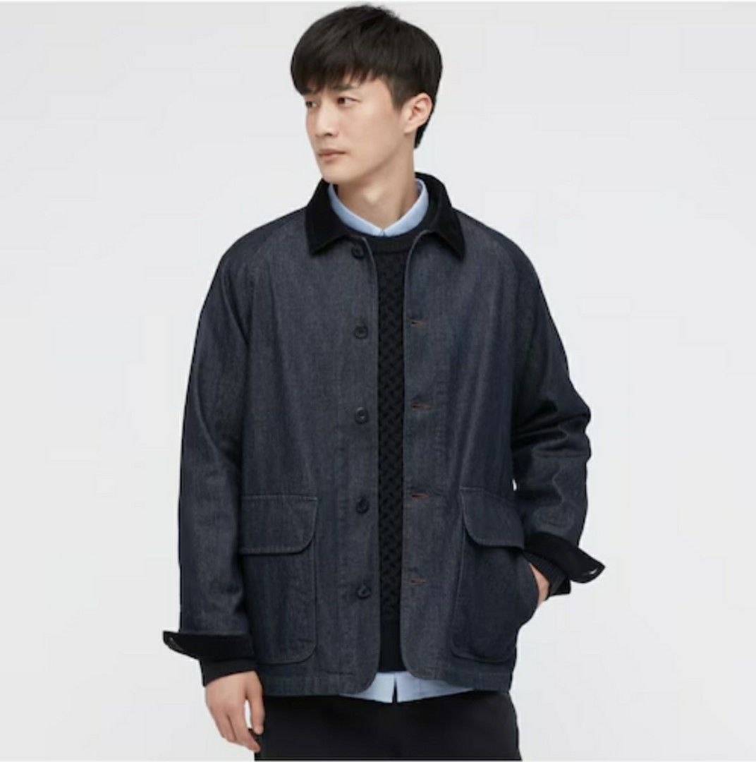 Uniqlo denim Utility Work Jacket, Fesyen Pria, Pakaian , Baju Luaran di ...