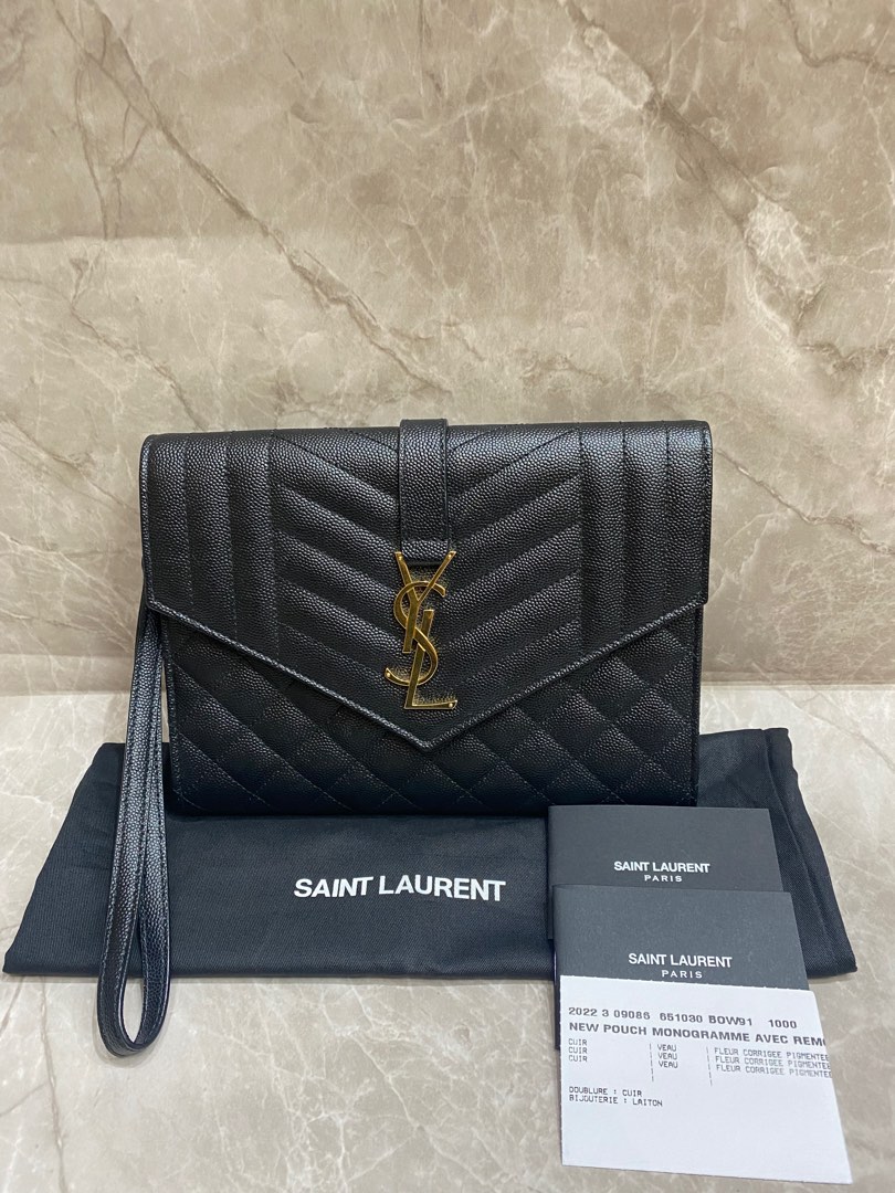 Ysl envelope pouch black ghw 2022 Size : 21x16cm Box, dustbag, booklet ...