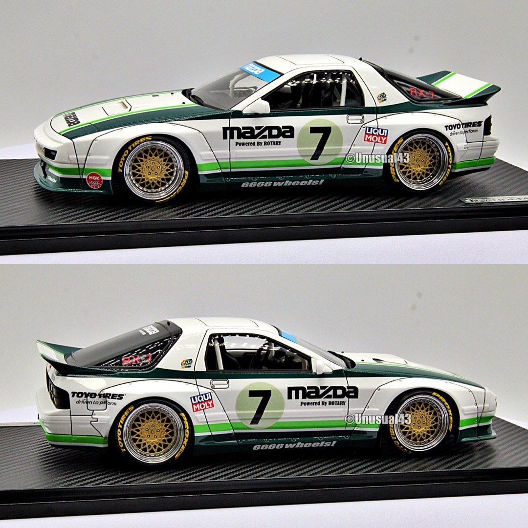 1/18 Ignition Model PANDEM RX7 (FC3S) White/Green, Hobbies & Toys, Toys & Games on Carousell