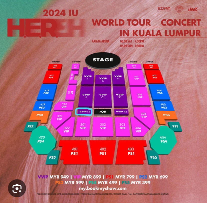 2024 IU H.E.R. WORLD TOUR CONCERT IN KUALA LUMPUR (8 June 24) VVIP L2 ...