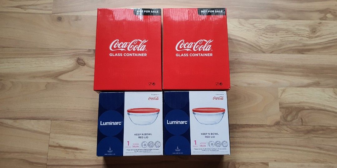 Coca Cola Glass Containers 4pcs, Furniture & Home Living, Kitchenware ...